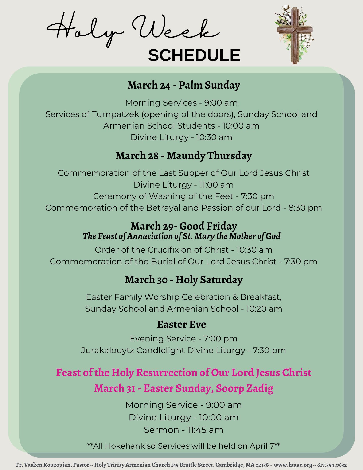 Holy Week - Holy Trinity Armenian Church of Greater Boston